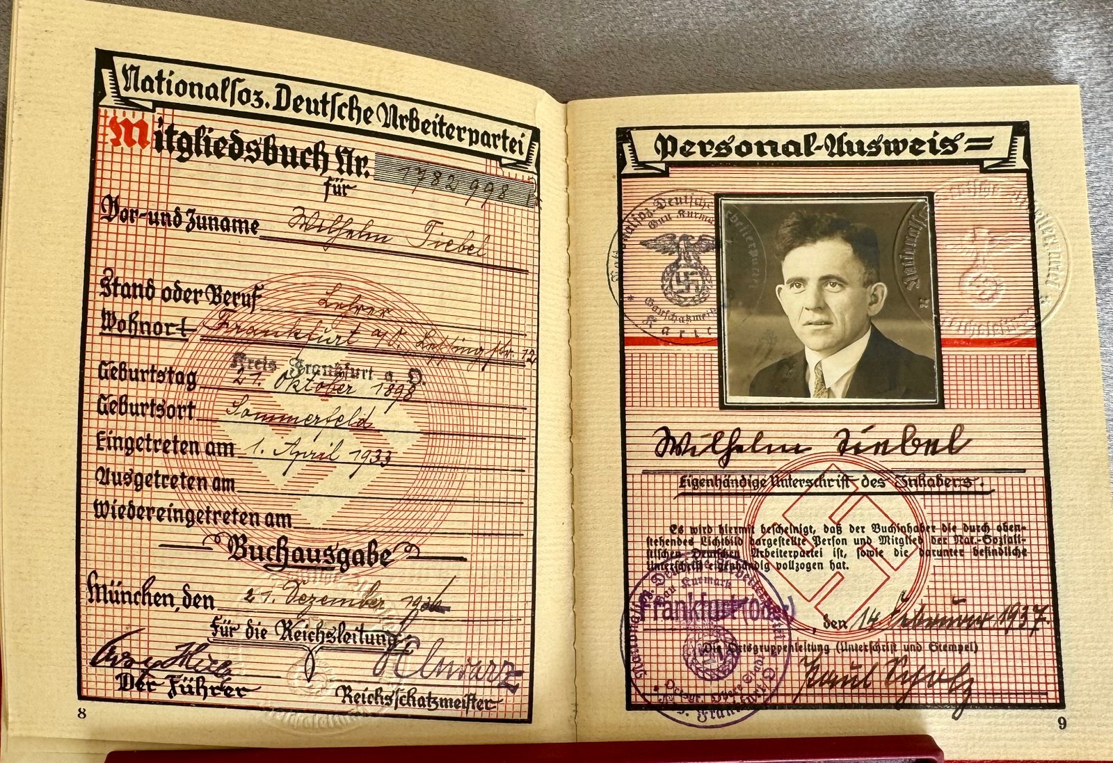 NSDAP Membership Booklet #17387 | Product | Military Collectibles